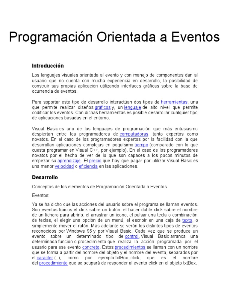 Programacion Orientada A Eventos | PDF | Objeto (informática) | Básico