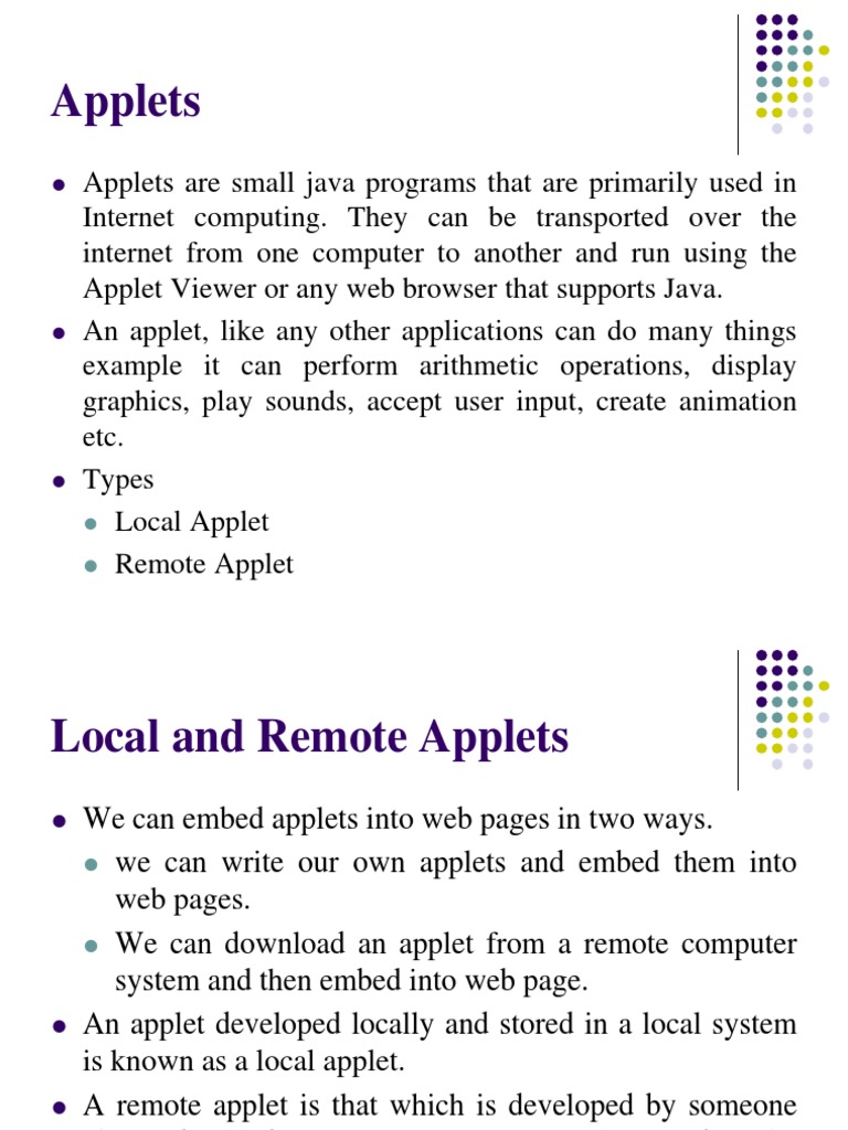 Applet & Event Handling PDF | PDF | World Wide Web | Internet & Web