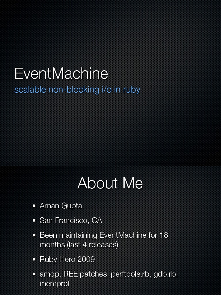 EventMachine: Scalable Non-Blocking I/o in Ruby | PDF | Network Socket | Port (Computer Networking)