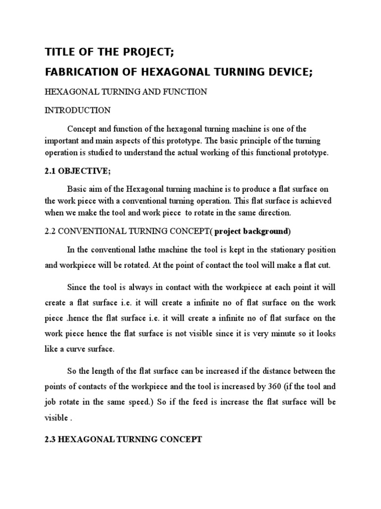Hexagonal Turning Device SYNOPSIS Ignov | PDF | Gear | Manufactured Goods