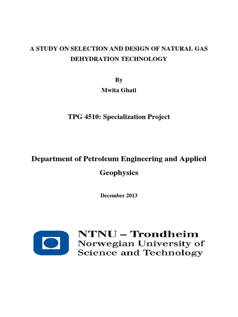 A STUDY ON SELECTION AND DESIGN OF NATURAL GAS GhatiProsjekt - AnaClara ...