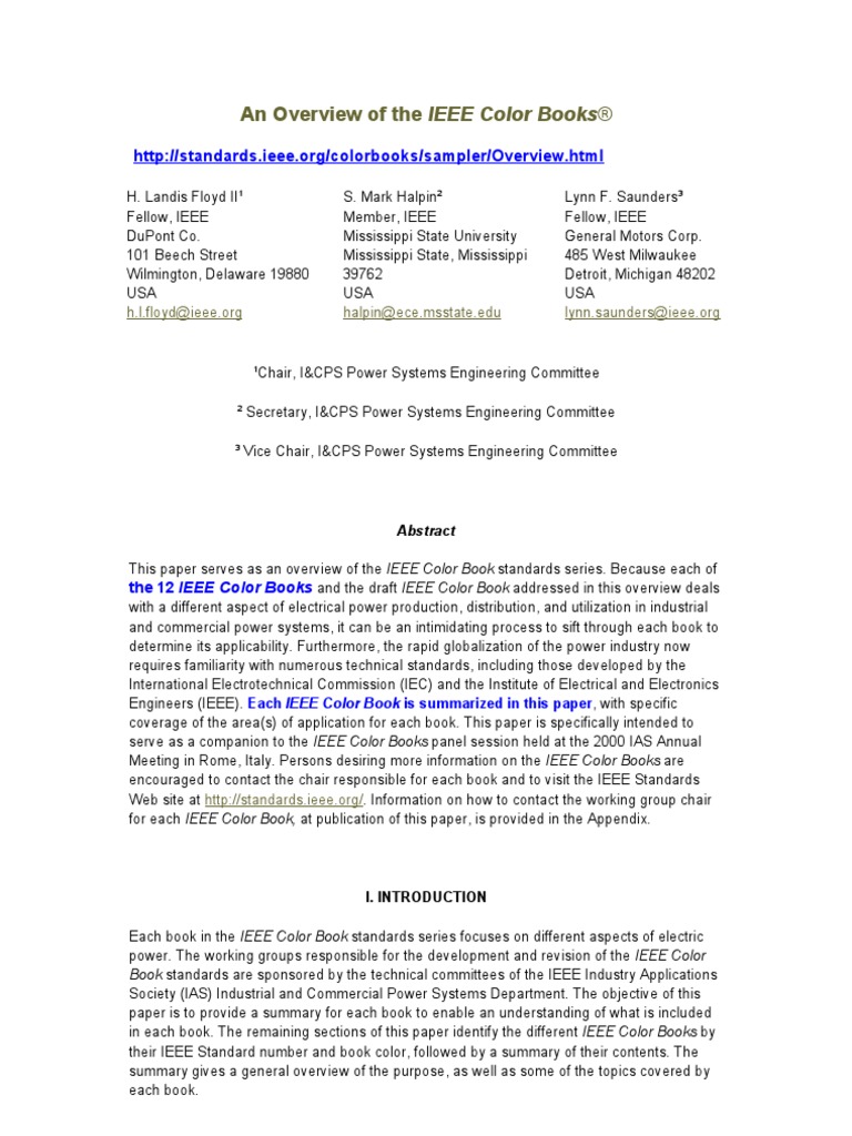 Overview of IEEE Color Books | PDF | Reliability Engineering | Electric ...