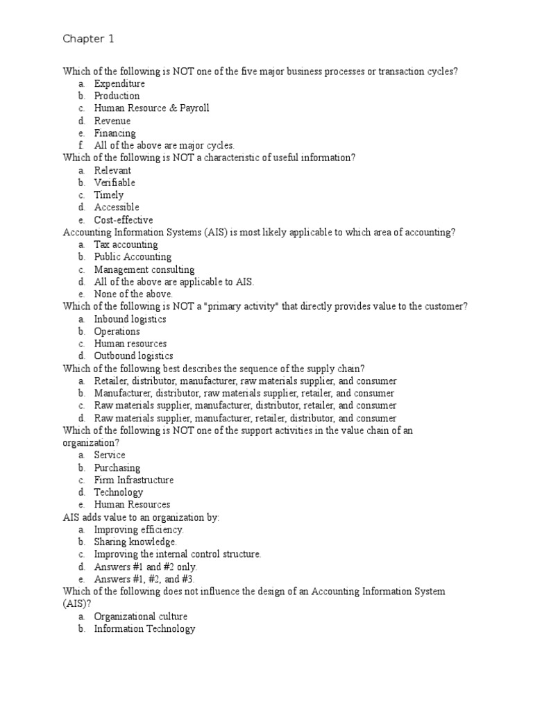 Acc 444 Chapter 1 Pdf Information System Information