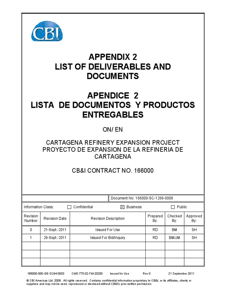 Appendix 02 - List of Deliverables PDF | Download Free PDF | General ...