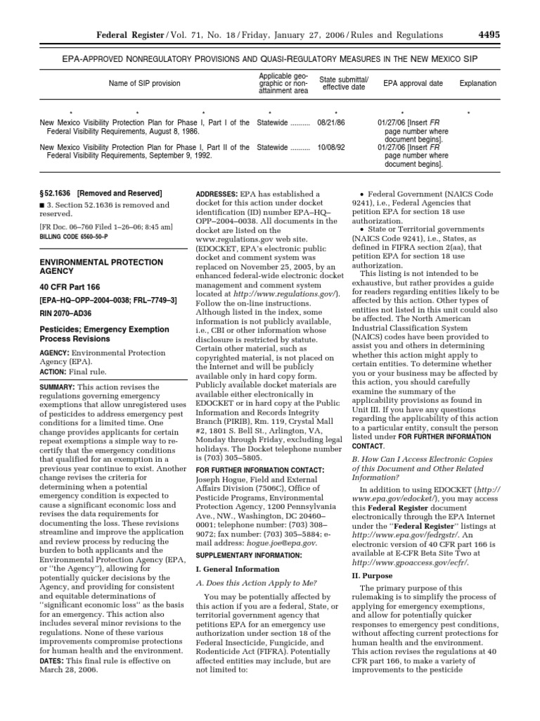 Epa-A N P Q - R M N M SIP: Federal Register / Vol. 71, No. 18 / Friday ...