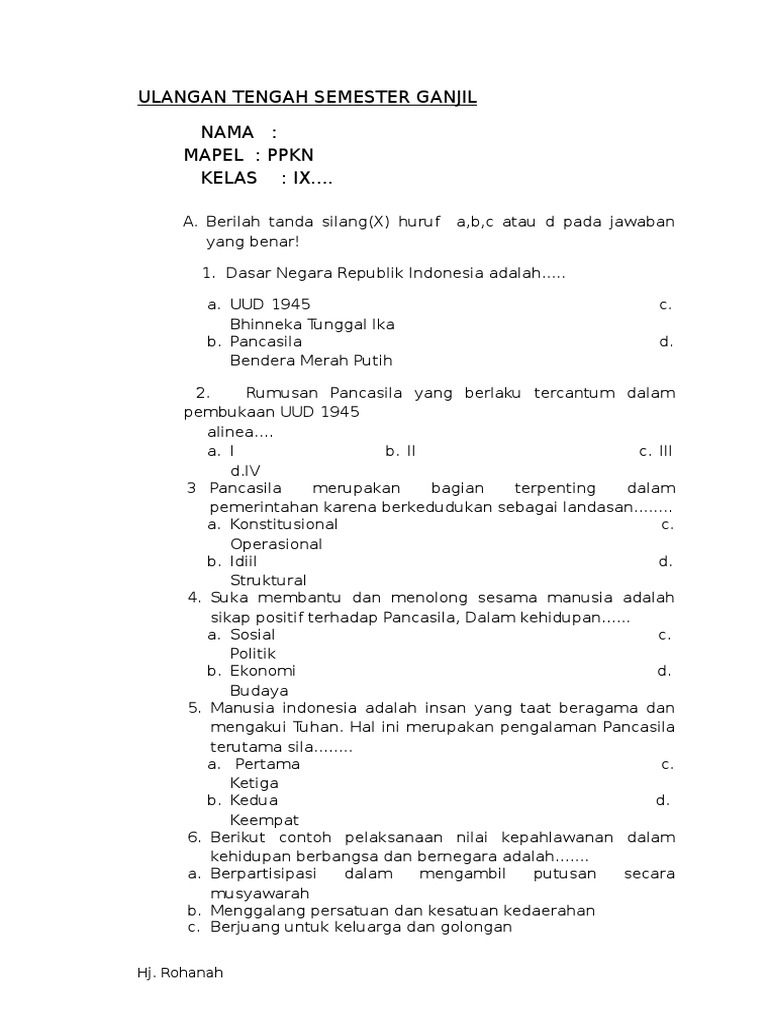 Soal PKN | PDF | Ilmu Sosial | Sejarah