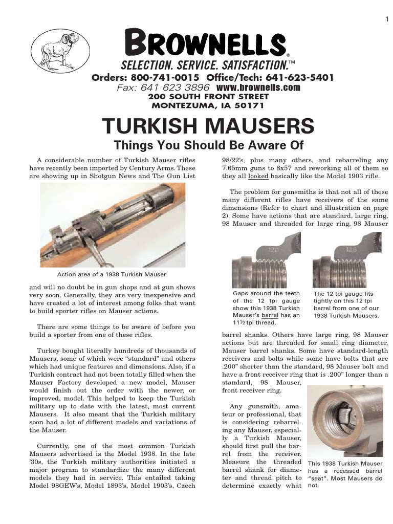 Turkish Mauser Info | PDF | Screw | Rifle