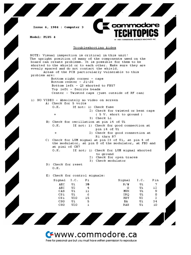 Commodore Plus 4 Troubleshooting | PDF | Random Access Memory ...