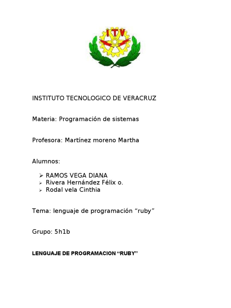 Lenguaje de Programacion Ruby | PDF | Ruby (lenguaje de programación) | Áreas de informática