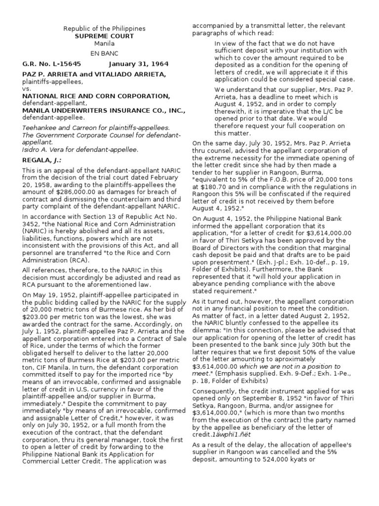 Supreme Court Ruling on NARIC Breach | PDF | Letter Of Credit | United ...