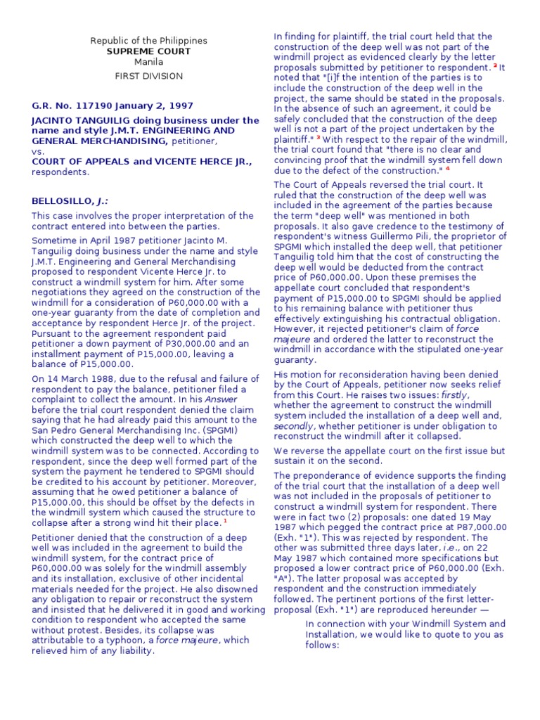 Tanguilig v. CA, 266 SCRA 78 (1997) | PDF | Guarantee | Complaint