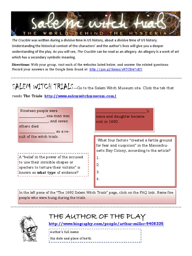 Thecrucible Webquest | PDF | Social Science | Travel