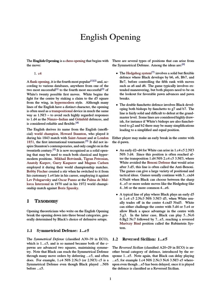 English Opening | PDF | Chess Openings | Game Theory