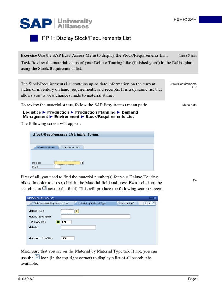 06 Intro ERP Using GBI Exercises PP A4 en v2.01 | PDF | Double Click | Software