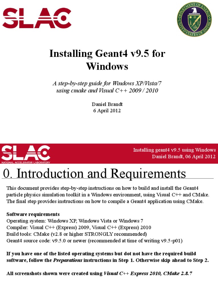 A Step-by-Step Guide to Installing Geant4 v9.5 and Compiling Applications on Windows | PDF ...