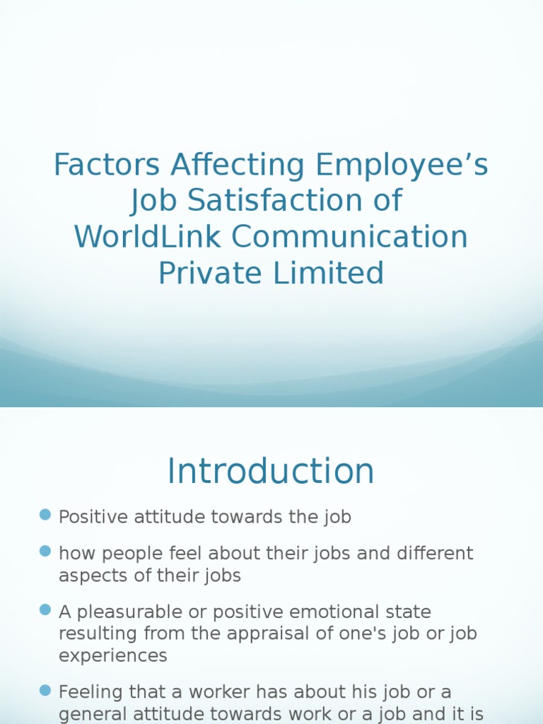 Factors Affecting Employee's Job Satisfaction of Worldlink ...