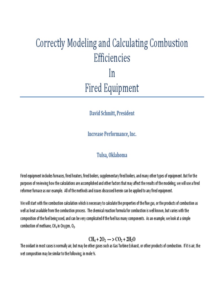 Correctly Modeling and Calculating Combustion Efficiencies in Fired ...