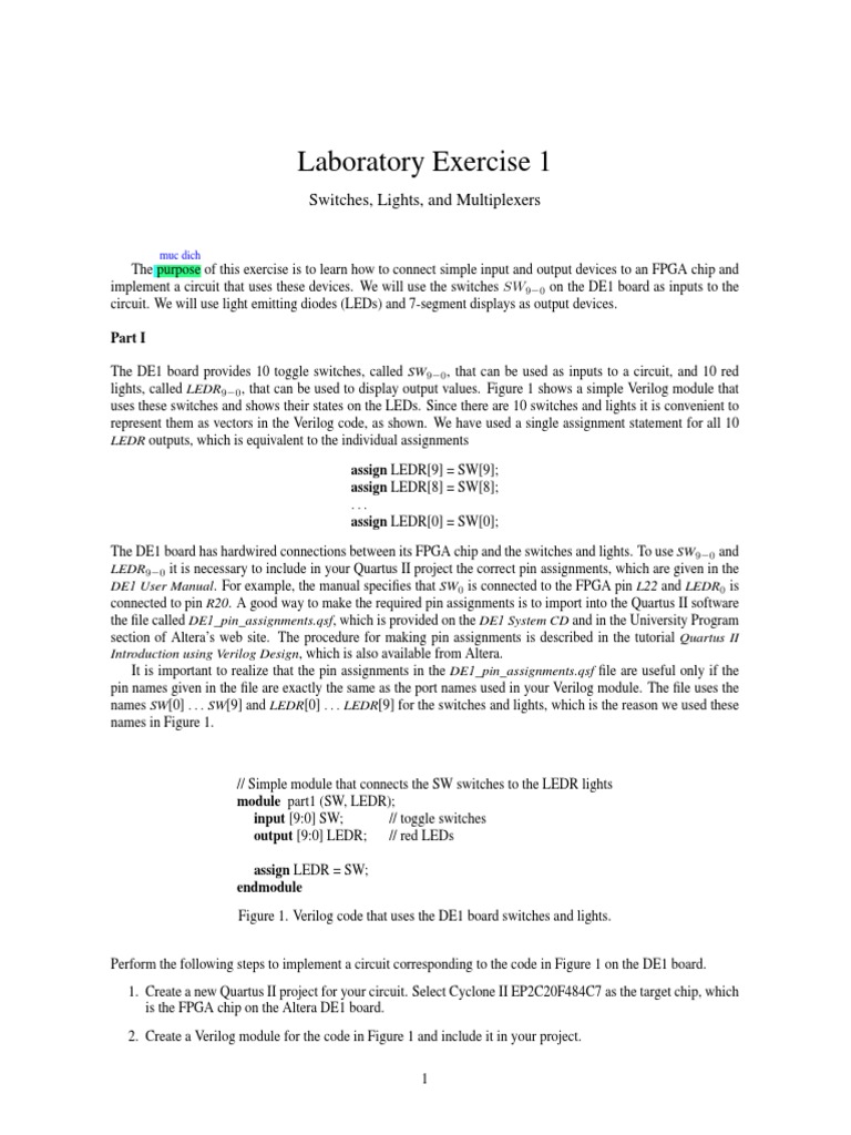 Lab1 Verilog | Download Free PDF | Field Programmable Gate Array | Electronic Design