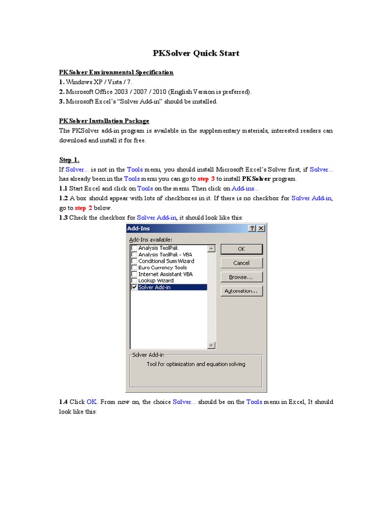 PKSolver Installation Instructions | PDF | Microsoft Excel | Zip (File ...