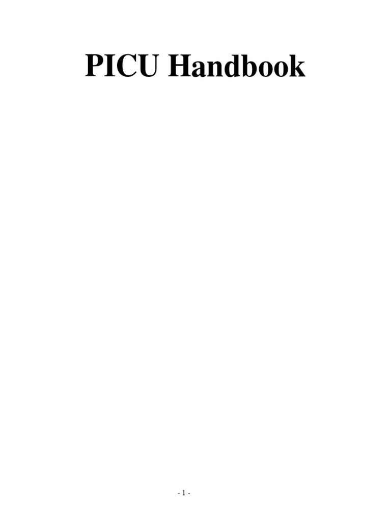 PICU Handbook: Guidelines & Coverage | PDF