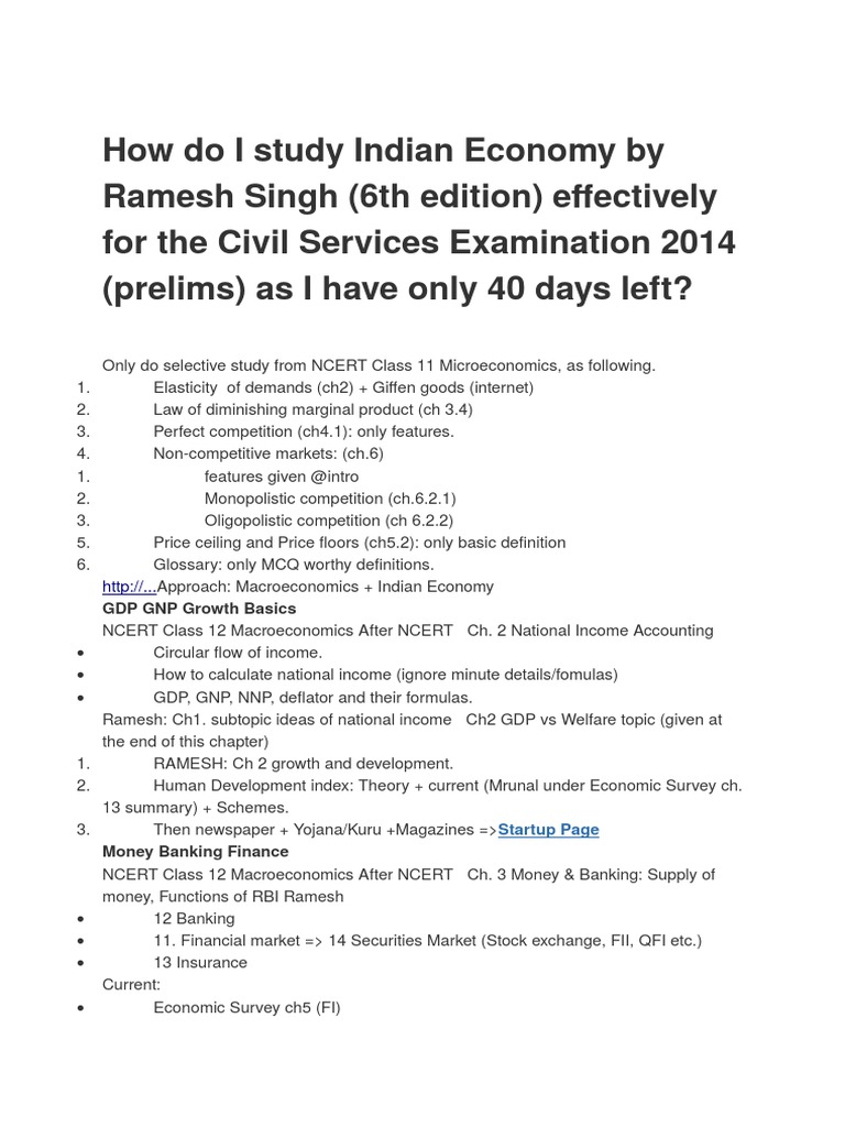 How Do I Study Indian Economy by Ramesh Singh | PDF | Macroeconomics ...