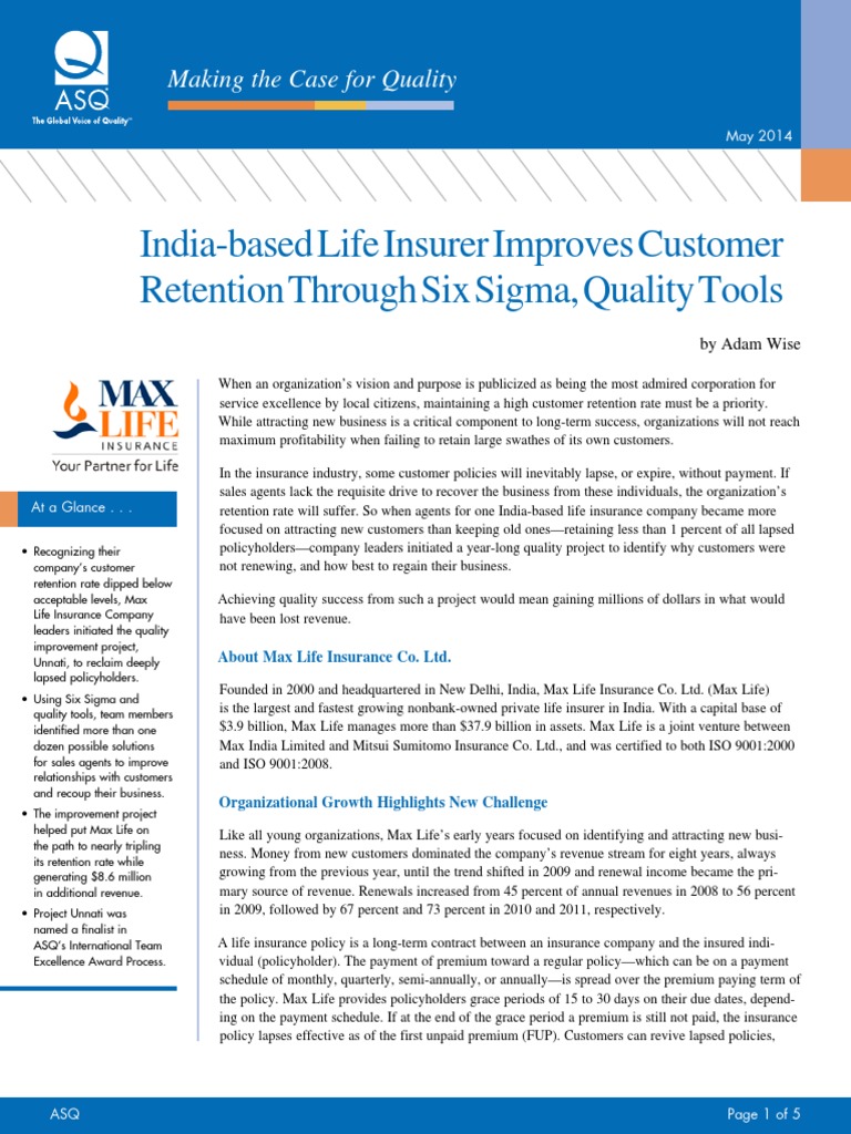 Life Insurer Improves Customer Retention | PDF | Life Insurance | Insurance