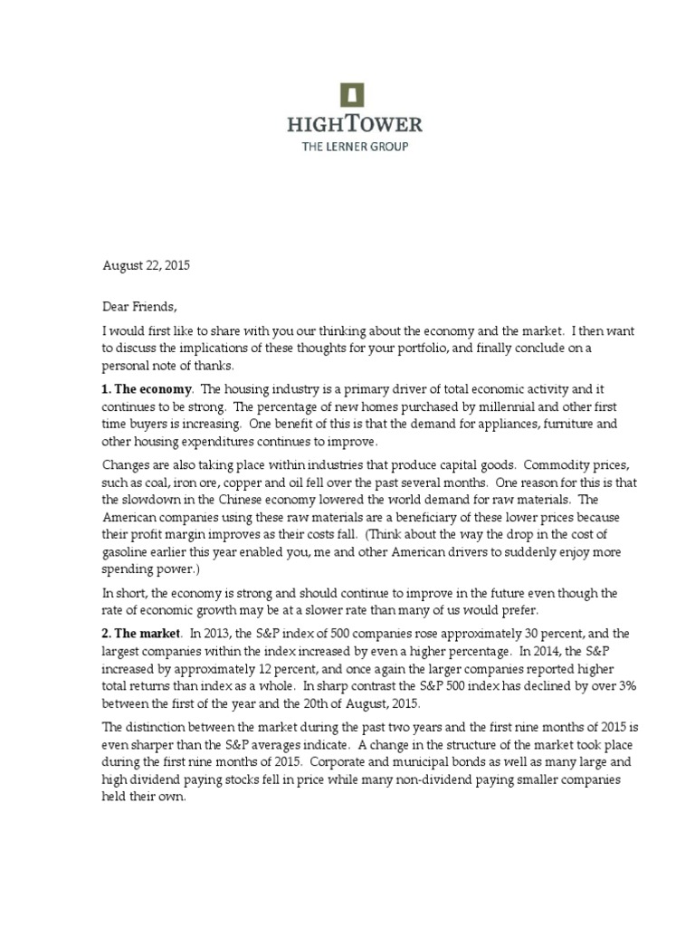 September Monthly Letter | PDF | Interest Rates | Fixed Income