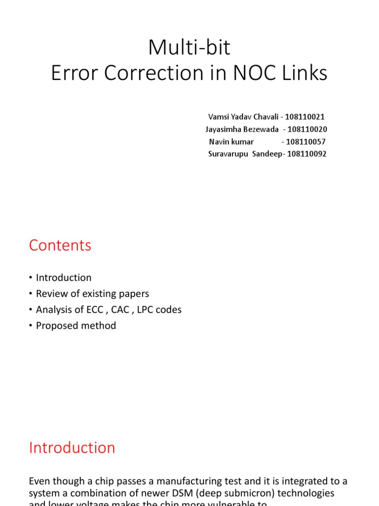 Noc Error Correction Error Detection And Correction Forward Error Correction