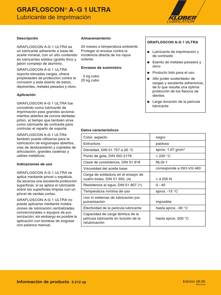 Grafloscon AG 1 ULTRA | PDF | Aluminio | Lubricante