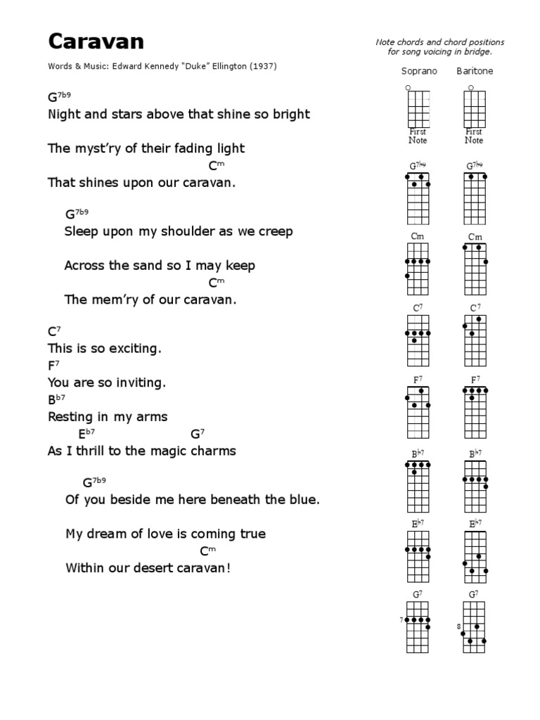 Caravan Chords and Lyrics Guide | PDF