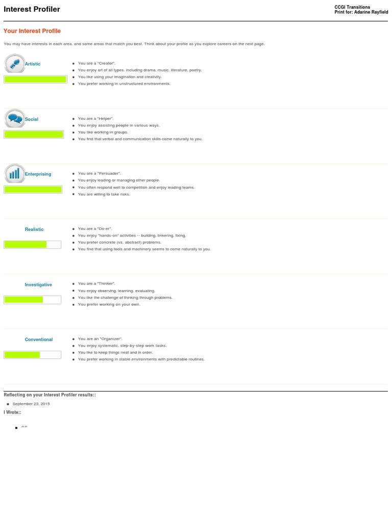 Interest Profiler | PDF
