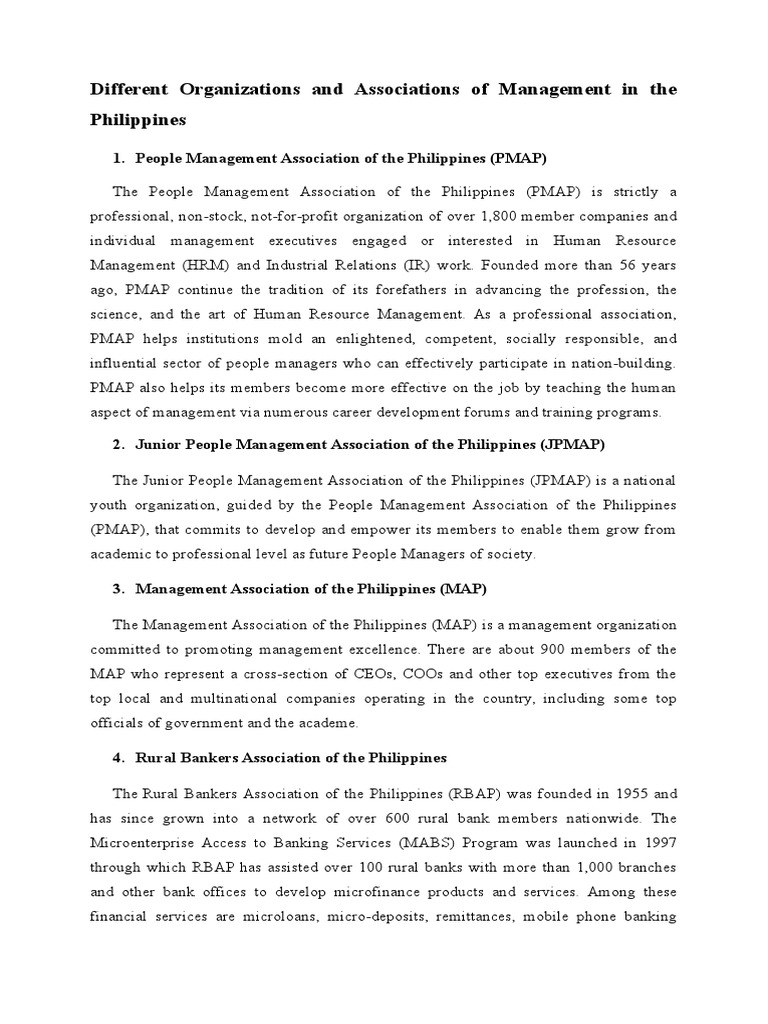 Key Management Associations in the Philippines | PDF | Philippines | Banks