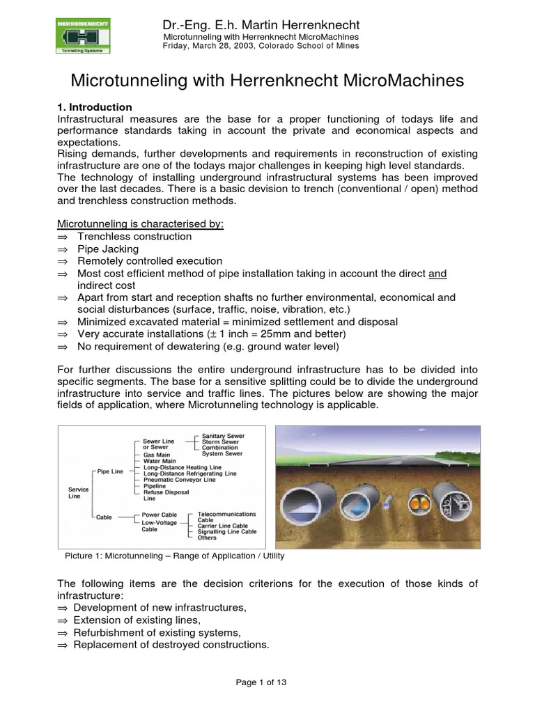 Herrenknecht Microtunneling Machines Overview | PDF | Tunnel | Pipe ...