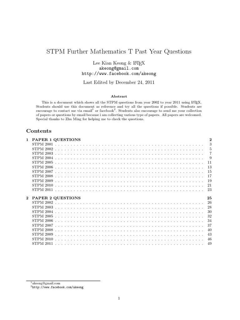 STPM Mathematics T Questions For Revision | PDF | Statistical ...
