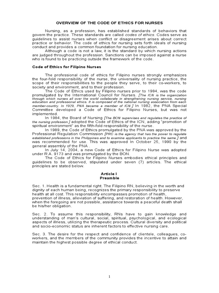 Code of Ethics for Nurses | Nursing | Profession