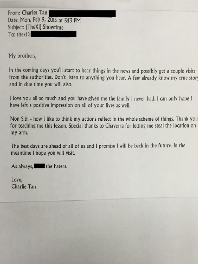 Charles Tan Letter To His Fraternity Brothers | PDF