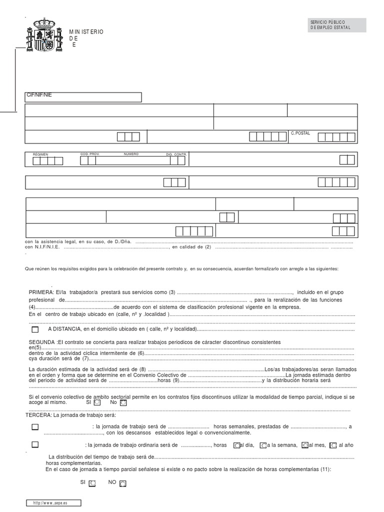 Modelo Contrato Indefinido | PDF | Tiempo de trabajo | Derecho laboral