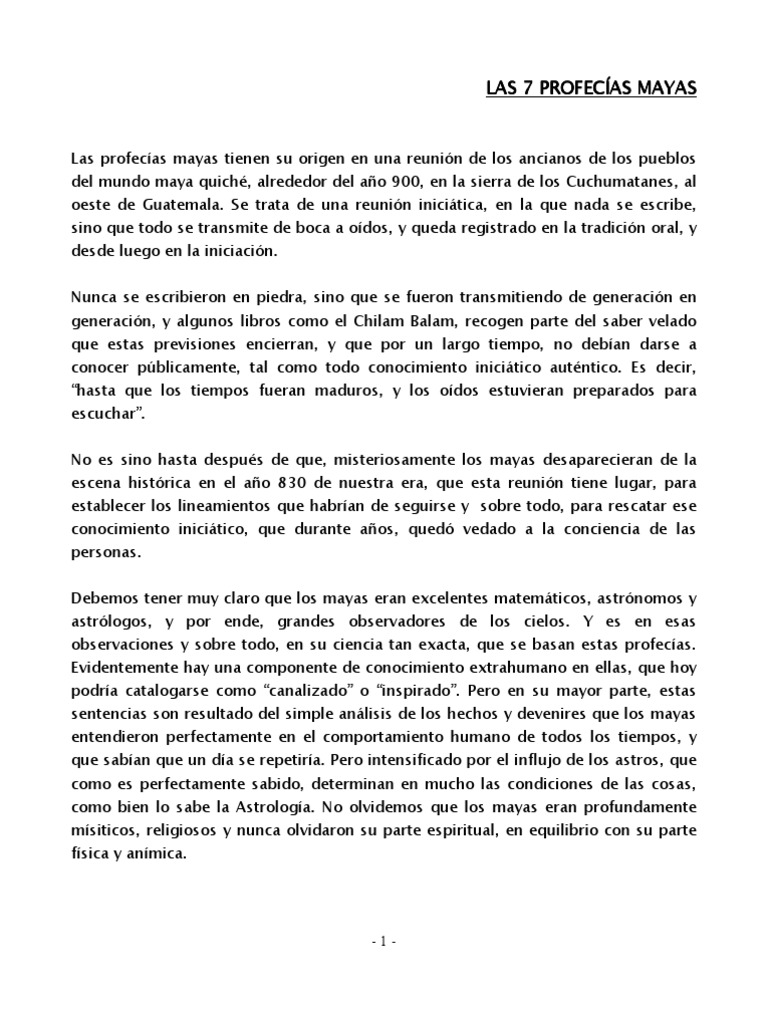 Las 7 Profecías Mayas y su Significado | PDF | Civilización maya | Tierra