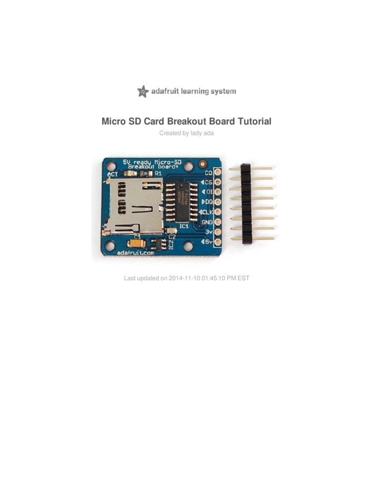 Adafruit Micro SD Breakout Board Card Tutorial | Download Free PDF ...