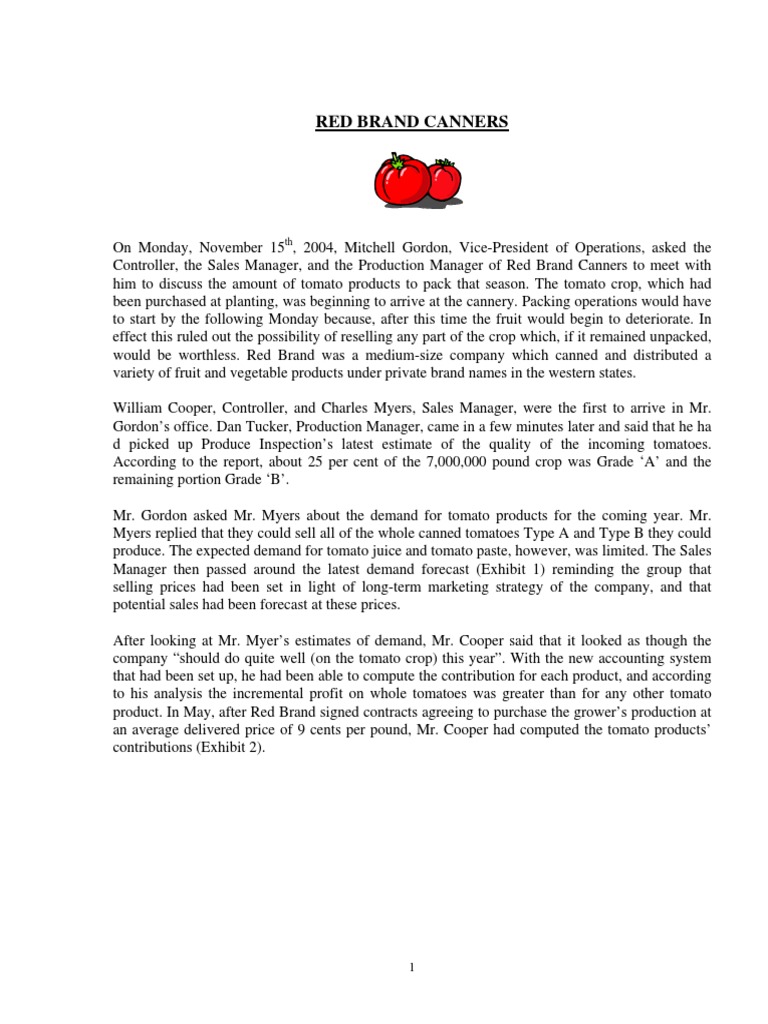 Red Brand Canners Case Study | PDF | Tomato | Canning