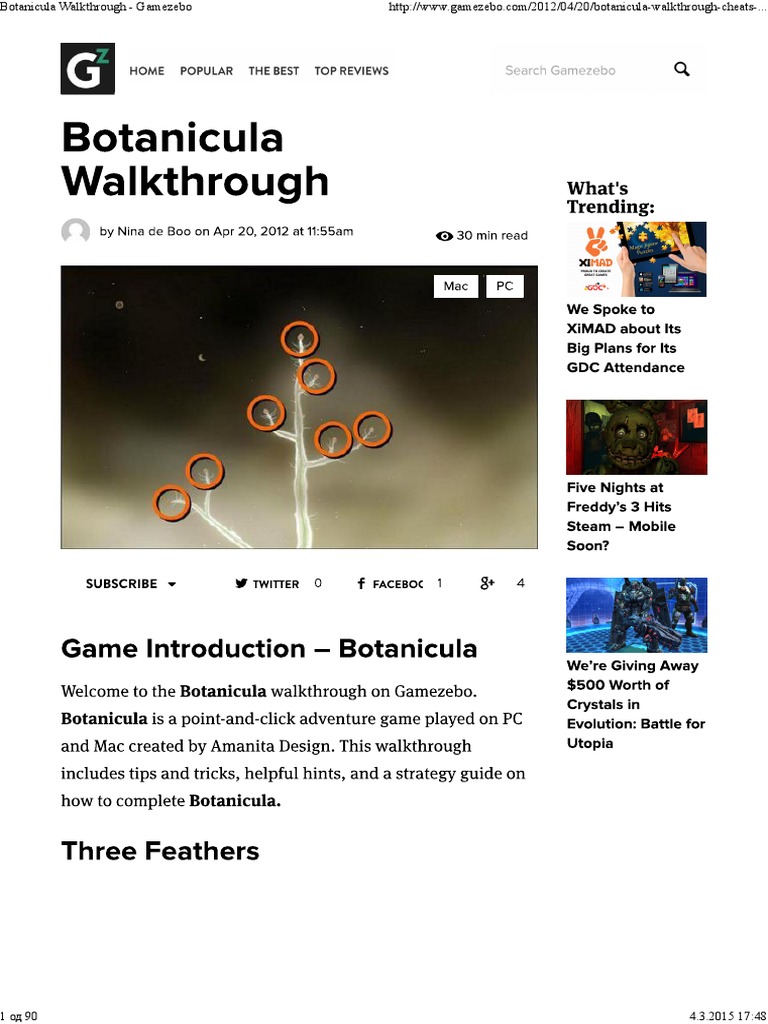 Botanicula Walkthrough - Gamezebo | PDF | Collaboration | Video Game Hardware
