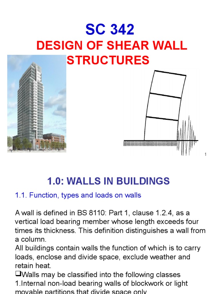 Design of Shear Wall Structures | PDF | Wall | Bending