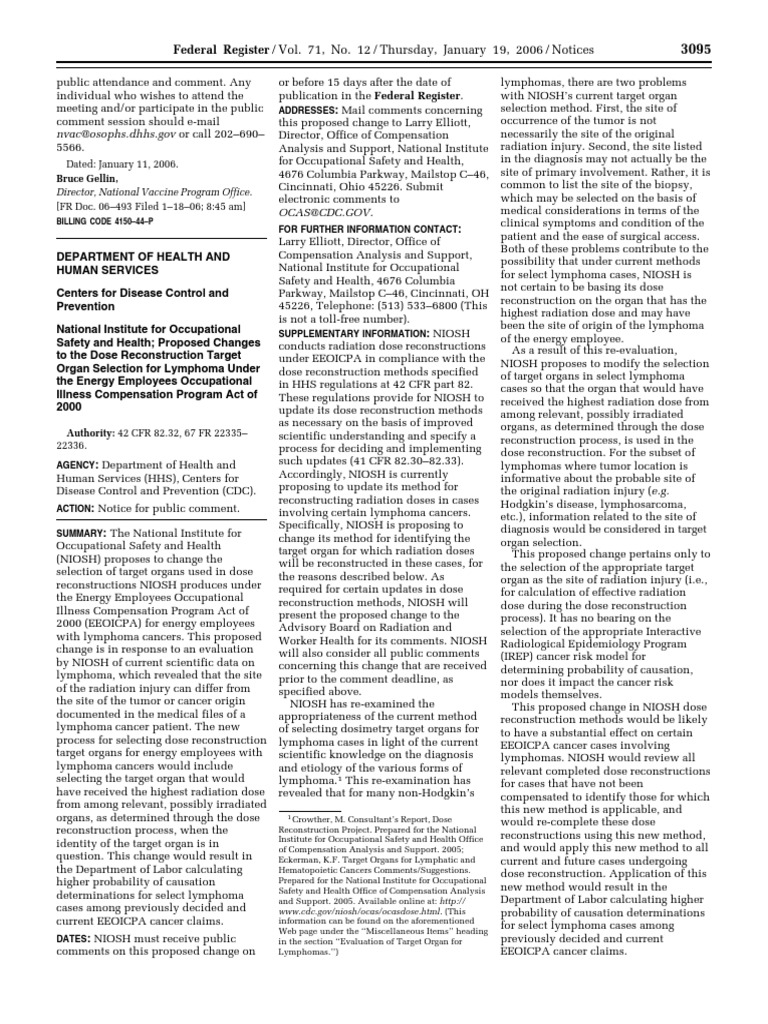 Notice: Energy Employees Occupational Illness Compensation Program Act ...