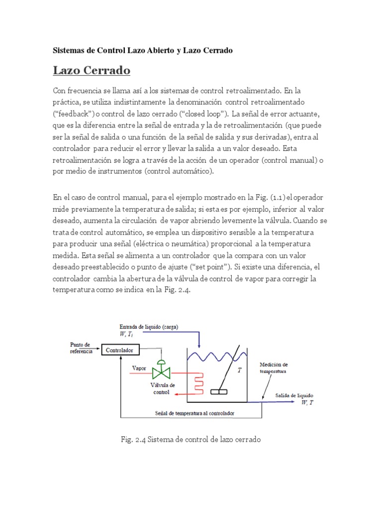 Sistemas de Control Lazo Abierto y Lazo Cerrado | PDF | Sistema de ...