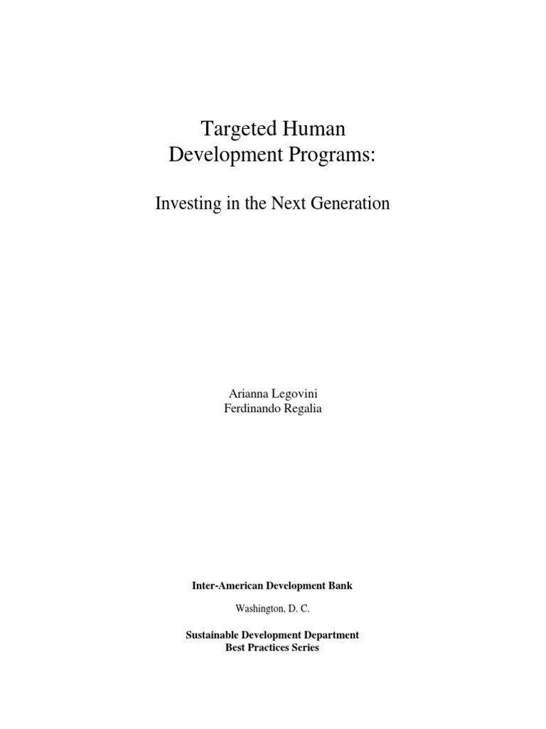Targeted Human Development Programs - Investing in The Next Generation ...