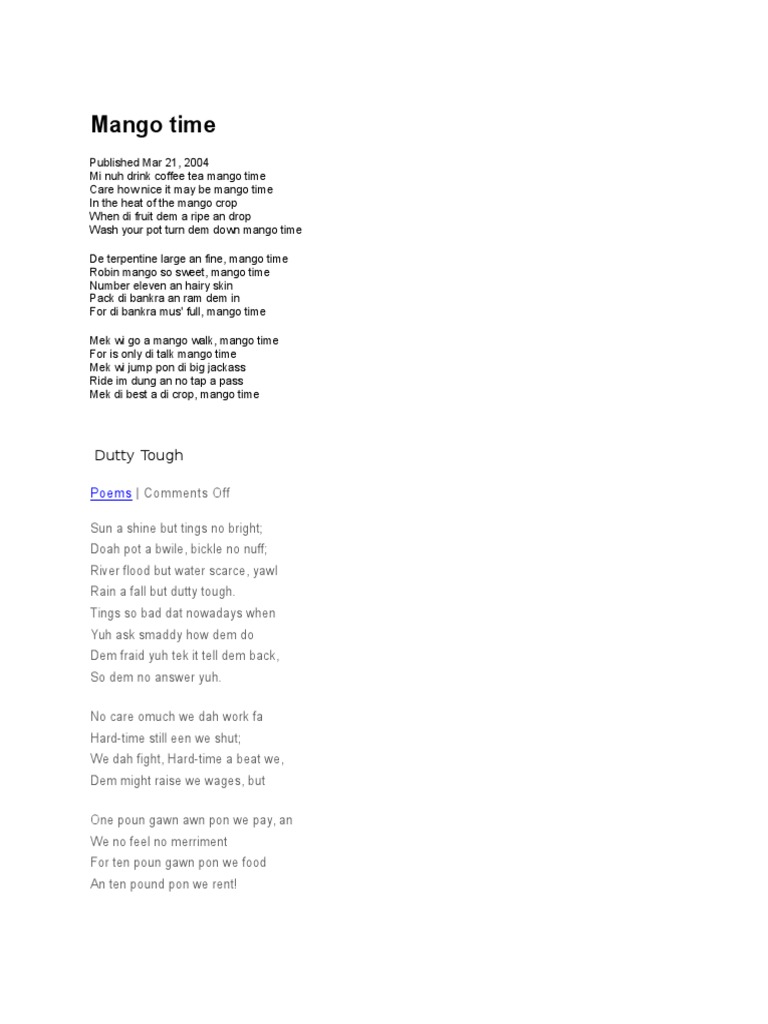 Mango time: Dutty Tough