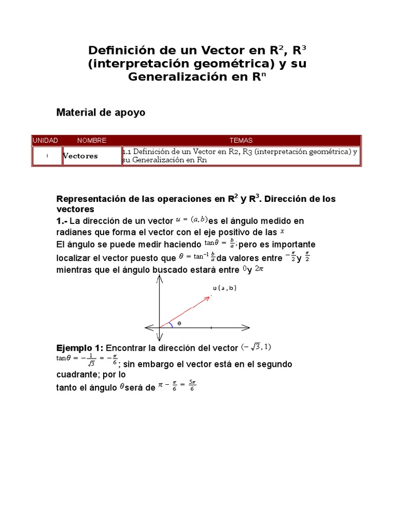 Definicion de Un Vector en R2 R3 Interpretacion Geometrica y Su ...
