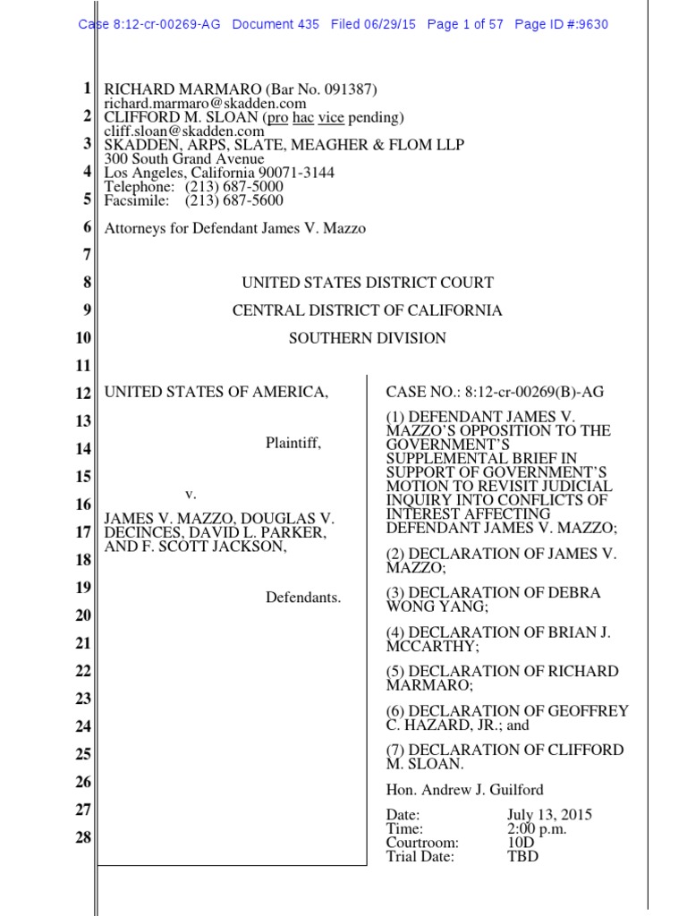 USA v. JAMES V. MAZZO, DOUGLAS V. DECINCES, DAVID L. PARKER, AND F ...