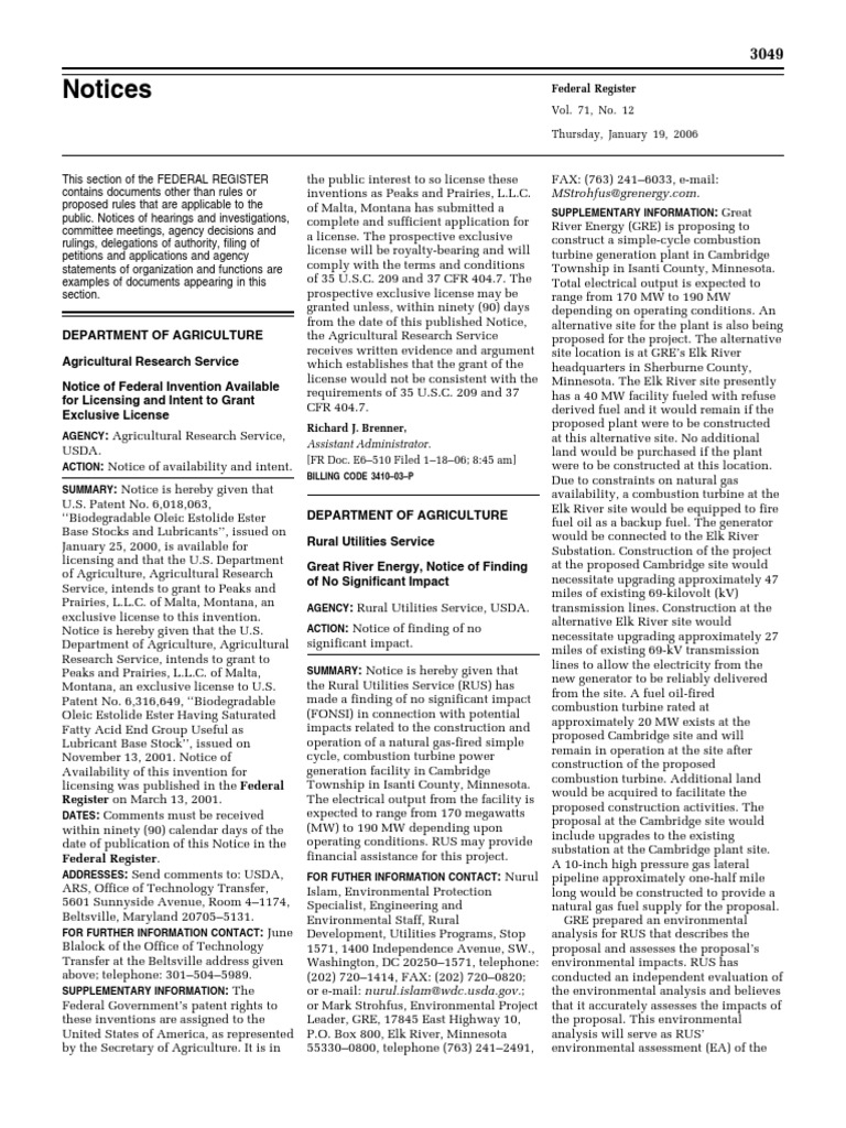 Notice: Environmental Statements Availability, Etc.: Great River Energy ...