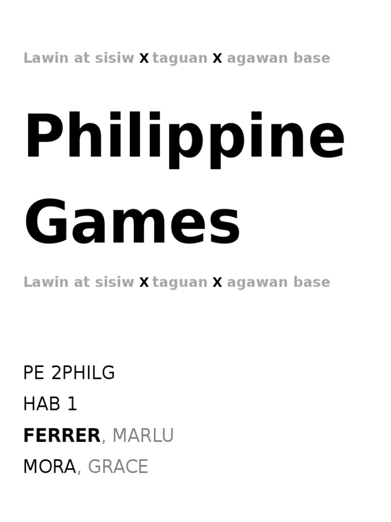 Philippine games Lawin at sisiw Taguan and Agawan base | PDF | Leisure ...